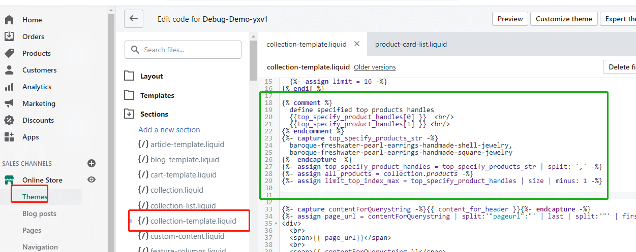 Fixed Display Two Products on the Top of the Shopify Collection Page - Shopify Tailor and xTools